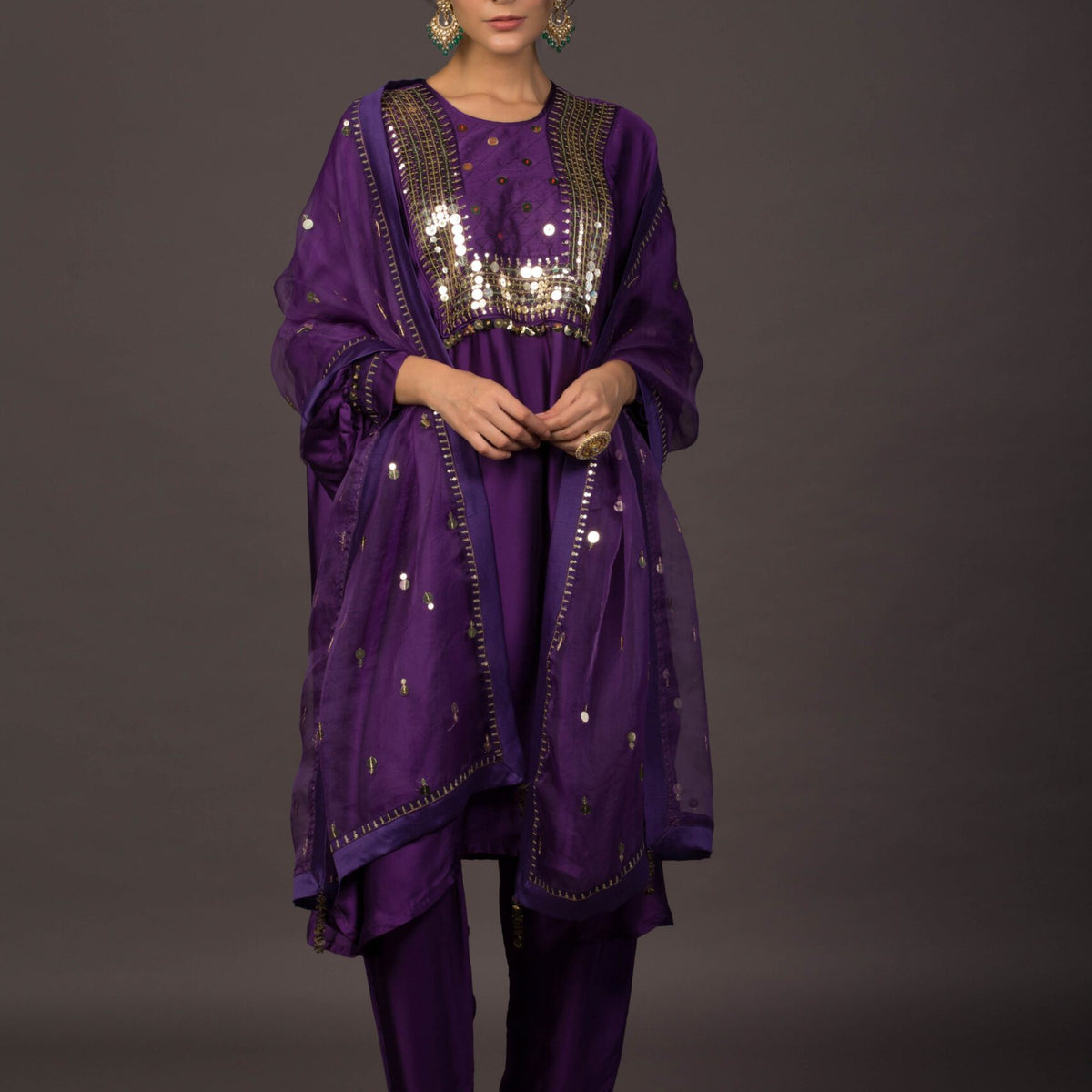 Purple Chamak Kurta Set – Prahnaaya India