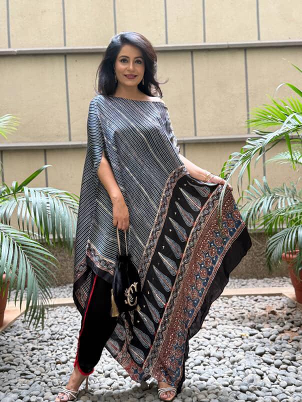 Charul Malik in Asymmetric kaftan with Pants – Prahnaaya India
